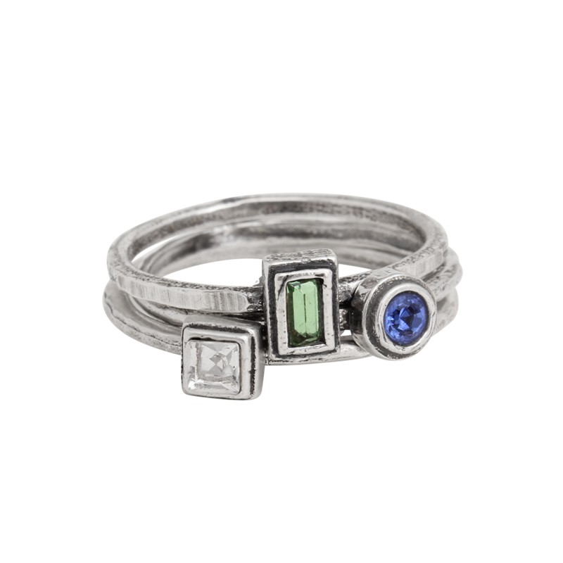 Stackable Sterling Silver Square Birthstone Rings | Nelle & Lizzy