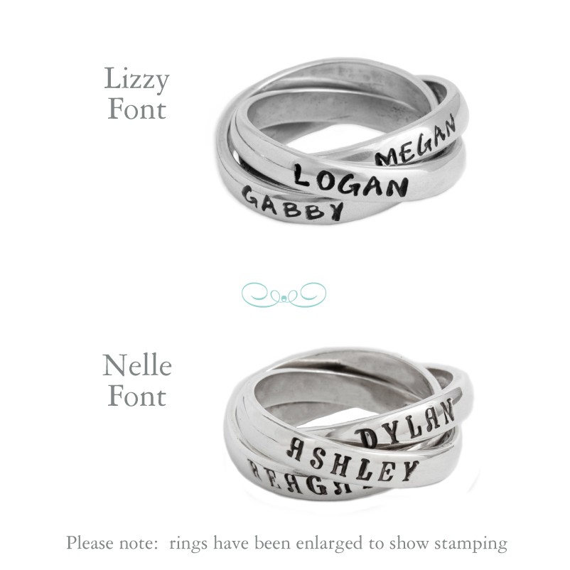 Stackable Grandmother's Name Rings, Silver , Set of Three Single Stack ...