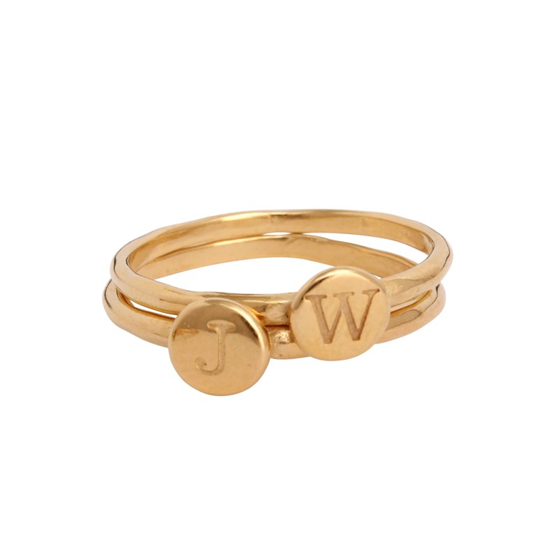 Custom Initial Ring | Gold Plated Stacking Ring | Nelle & Lizzy