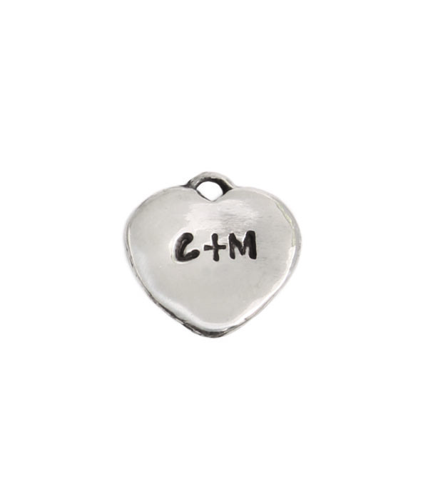 Silver Stamped Name Charm, Mini Heart Charm
