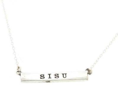 Sisu Empowerment Silver Bar Necklace | Nelle & Lizzy