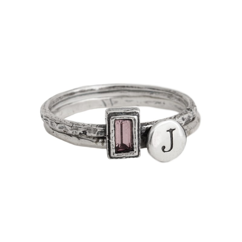 Design Stackable Silver Birthstone & Initial Rings | Nelle & Lizzy