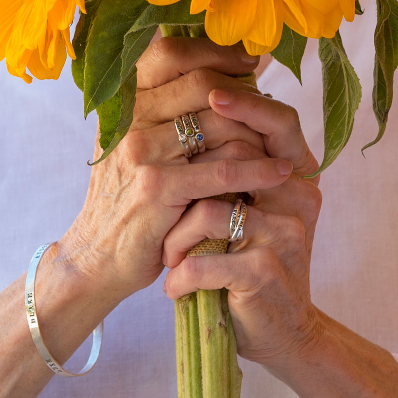 Custom Sterling Silver Name Ring, Triple Interlocking Band