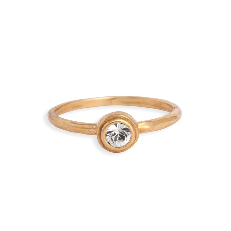 Swarovski Birthstone Ring | Thin Gold Stacking Ring
