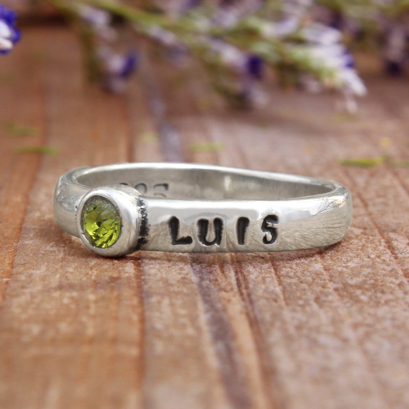Stackable Grandmother's Birthstone Name Ring Stamped
