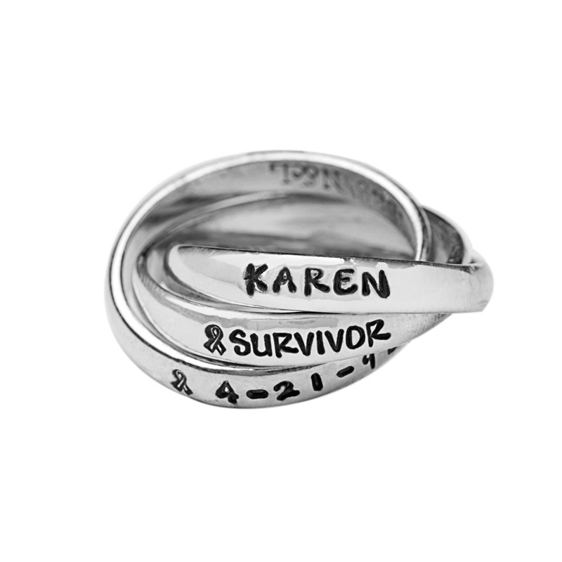 Cancer Jewelry, Cancer Survivor Ring Silver, Triple Band