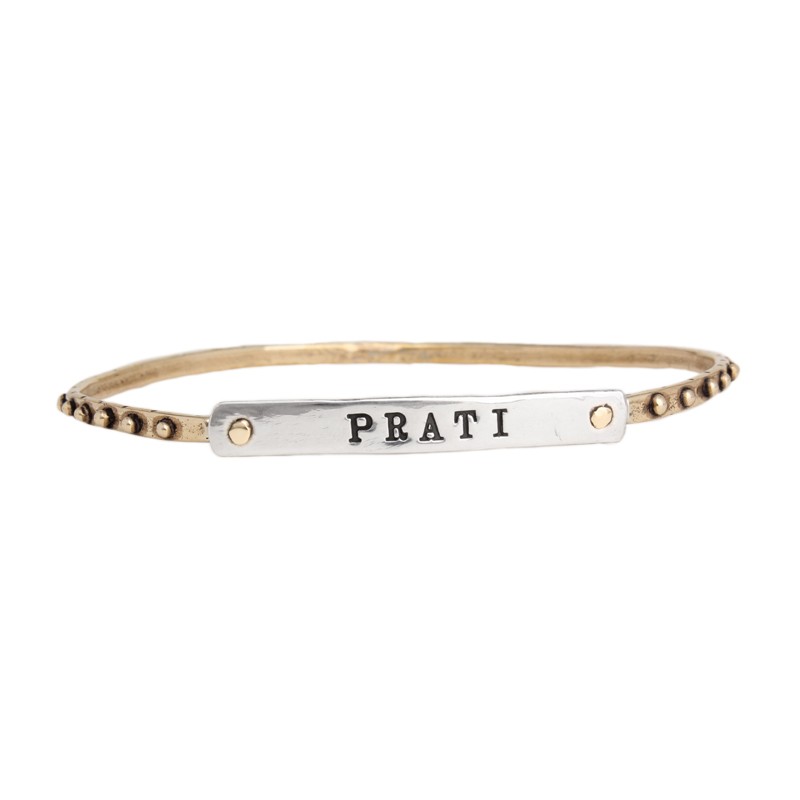 Hand-Stamped Stacking Bangle Bracelets in Gold & Silver