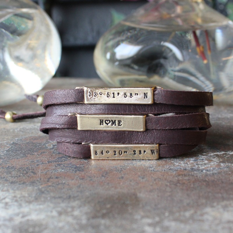 Custom Leather & Gold Name Plate Bracelet | Nelle & Lizzy