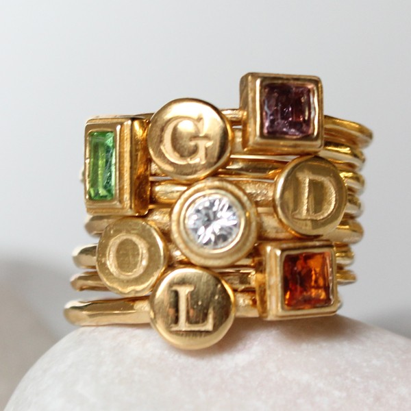 Stackable Rings in Gold for Mom of Four Children