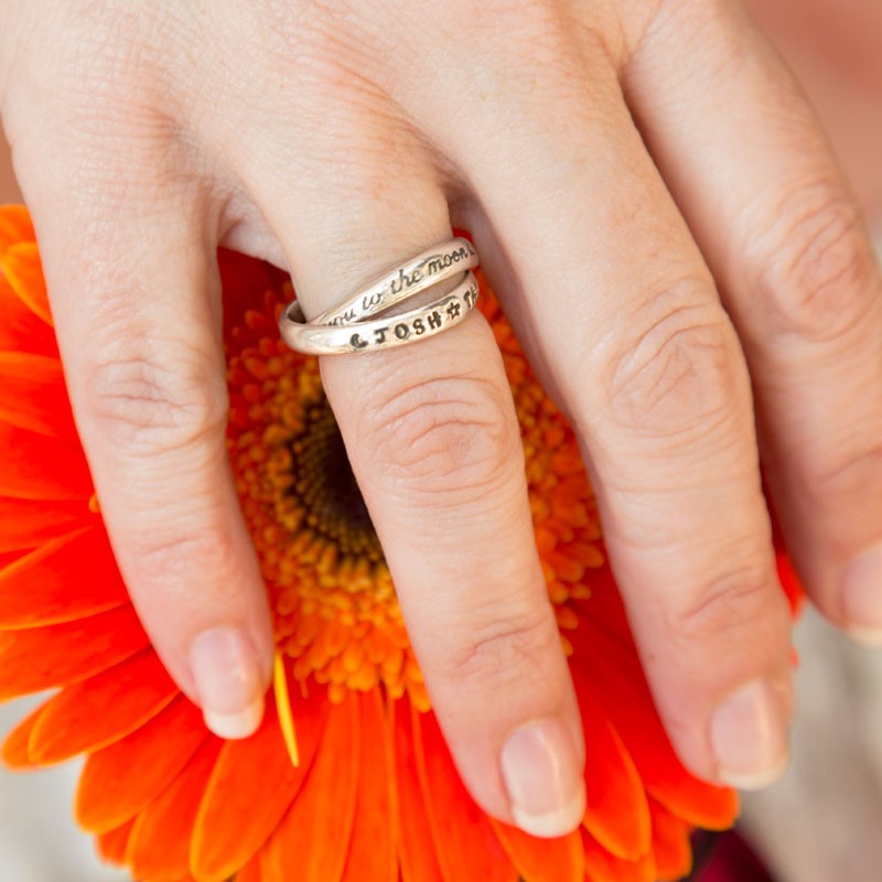 Personalized to the Moon & Back Mothers Name Ring