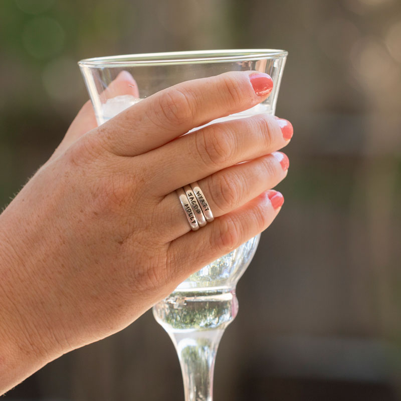 Stackable Grandmother's Name Rings, Silver , Set of Three Single Stack ...