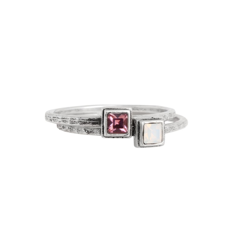 Stackable Sterling Silver Square Birthstone Rings | Nelle & Lizzy