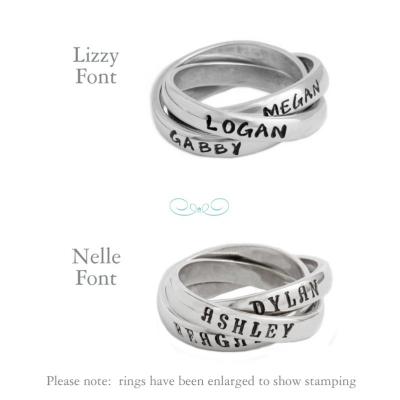 Stackable Rings with Names & Birthstones | Nelle & Lizzy