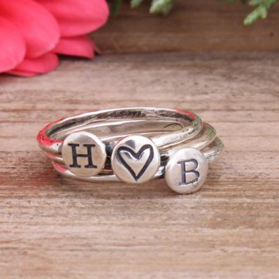 Stackable Rings with Initials | Sterling Silver Initial Rings