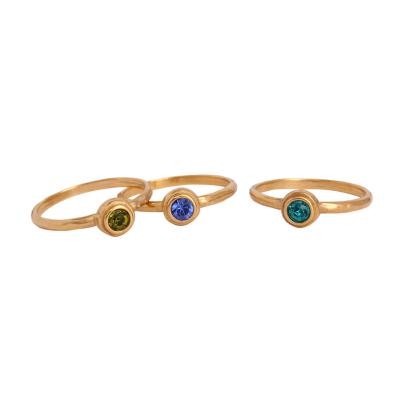 Swarovski Birthstone Ring | Thin Gold Stacking Ring
