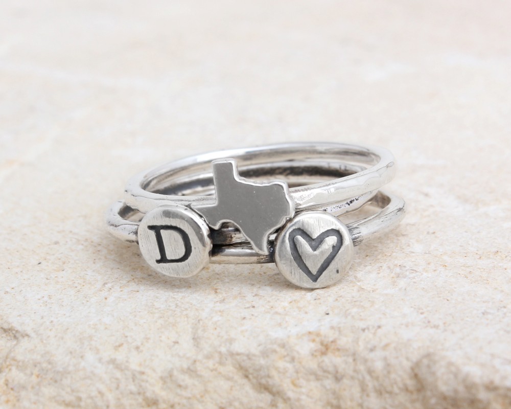 Custom Stackable Sterling Silver Texas Ring Set | Nelle & Lizzy