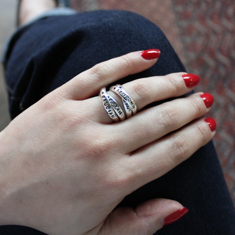 Stackable Mother's Name Rings Personalized for Four Children, Silver ...